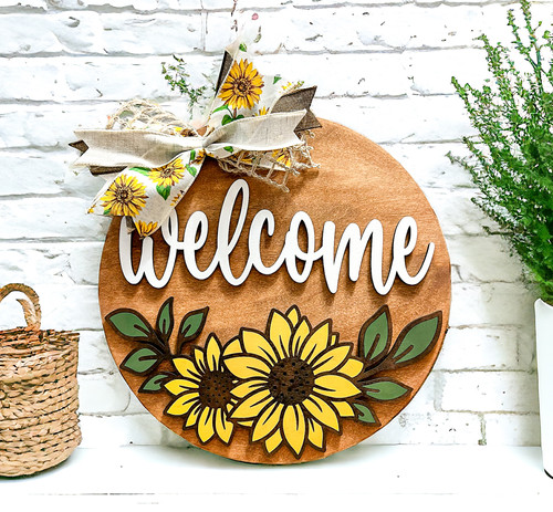 Sunflower Welcome Door Sign | PaintedPalette