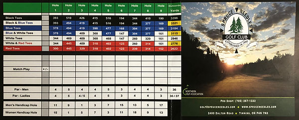 Score Card | Spruce Needles GC