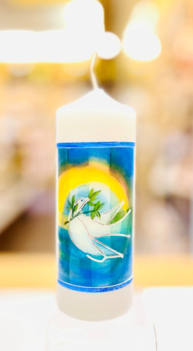 Peace Dove Hand-decorated Candle | Cathedral Shop