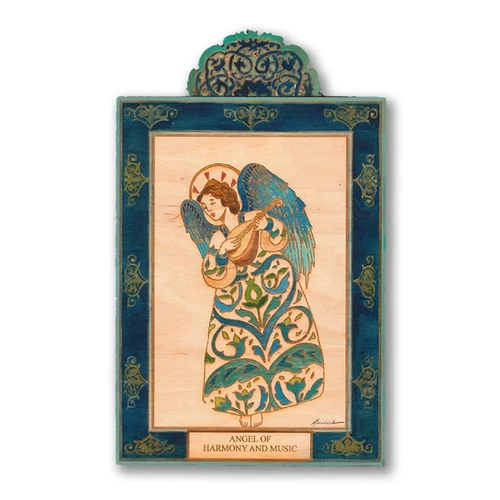 Angel of Harmony and Music Mini Wooden Retablo | Cathedral Shop