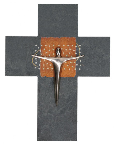 Modern Slate Cross with Silver Corpus | Cathedral Shop