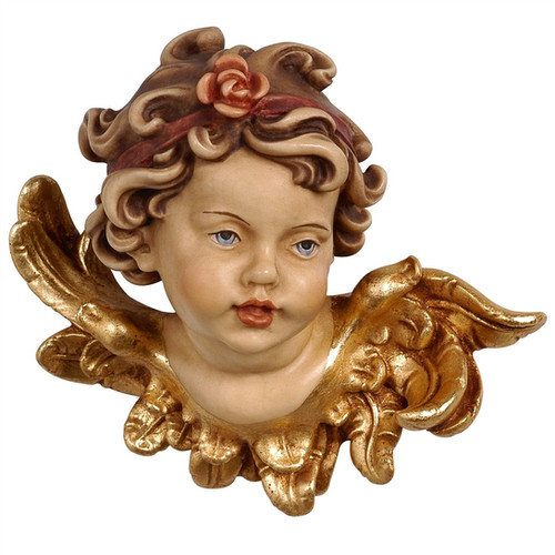 Leonardo Angel Head with rose, looking left (Size 5") | A Piece of Europe