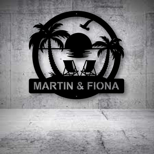 Buy: Sunset beach monogram - custom | Perth Metal Art | 180AUD