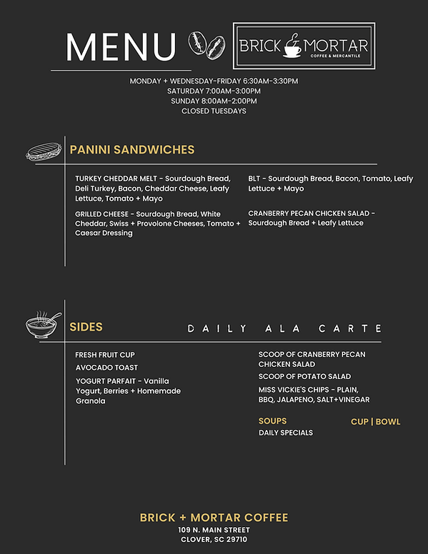 Menu | Brick&Mortar Coffee