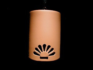 Small Cylinder Pendant with Rosette design | lightstylesofsantafe