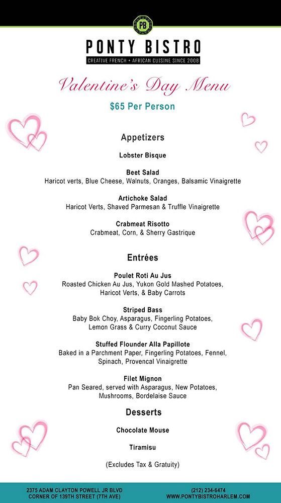 Ponty Bistro – Valentine’s Day Menu