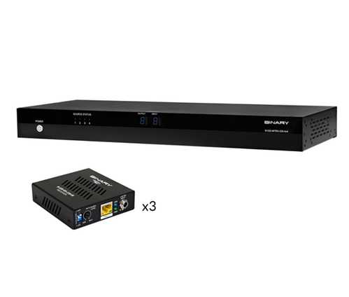 Binary™ 520 Series HDBaseT 4x4 Matrix Switcher with (3) HDBaseT ...