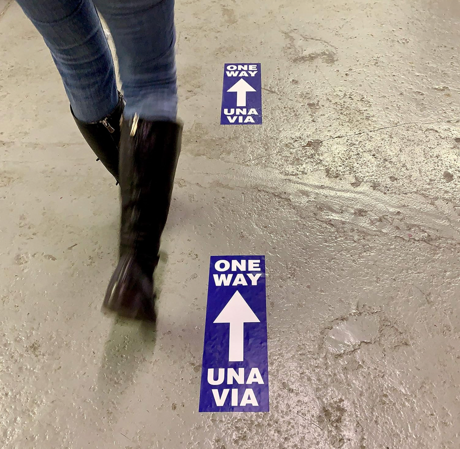 Bilingual One Way/Una Vía Floor Decals (10 per pack) | Scratch Off Works