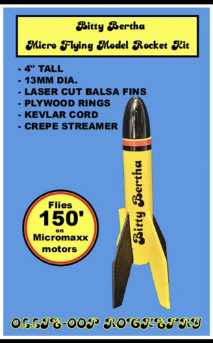 Bitty Bertha Micro Flying Model Rocket Kit | OLLIE-OOP ROCKETRY