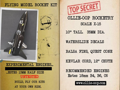 OLLIE-OOP X-15 Flying Model Rocket Kit 35mm 10" | OLLIE-OOP ROCKETRY