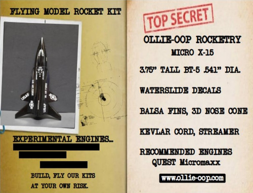 MMX Micro X-15 BT-5 Flying Model Rocket Kit | OLLIE-OOP ROCKETRY