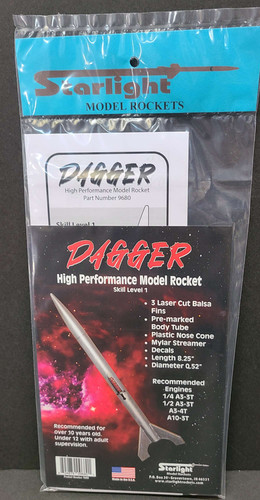 Starlight Dagger Flying Model Rocket Kit | OLLIE-OOP ROCKETRY