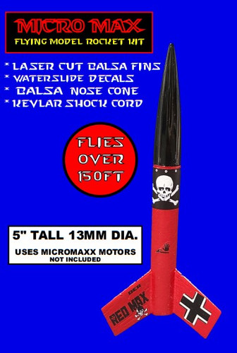 Micro Max mini Red Max flying model rocket kit with balsa cone | OLLIE ...