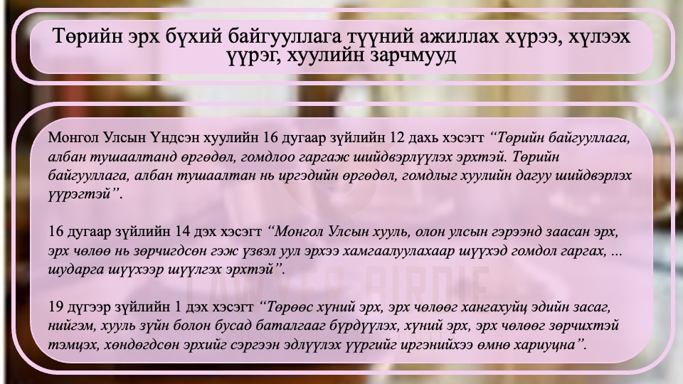 Хуульч Шувуухай Захиргааны хэрэг хянан шийдвэрлэх ажиллагааны зарчим