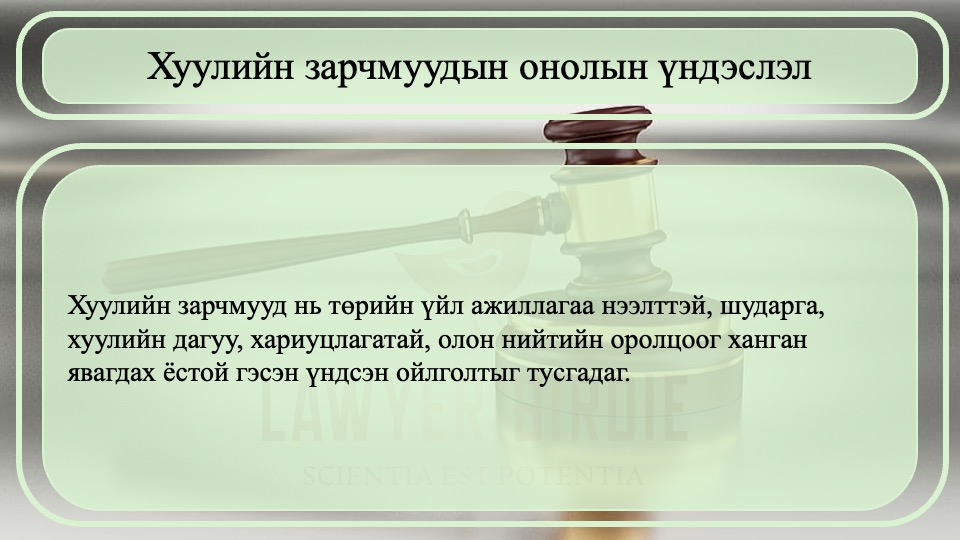 Хуульч Шувуухай Захиргааны хэрэг хянан шийдвэрлэх ажиллагааны зарчим