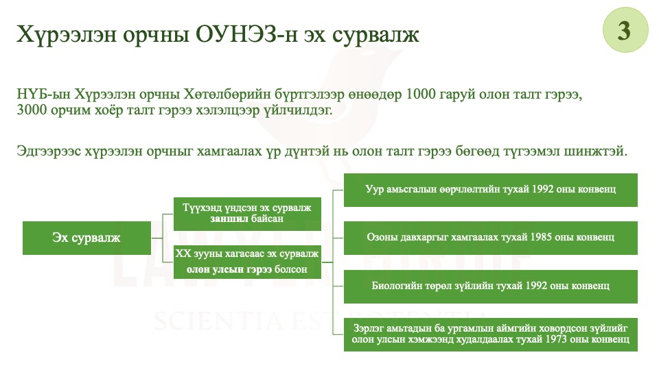 Хуульч Шувуухай Хүрээлэн буй орчныг хамгаалах Олон улсын эрх зүй