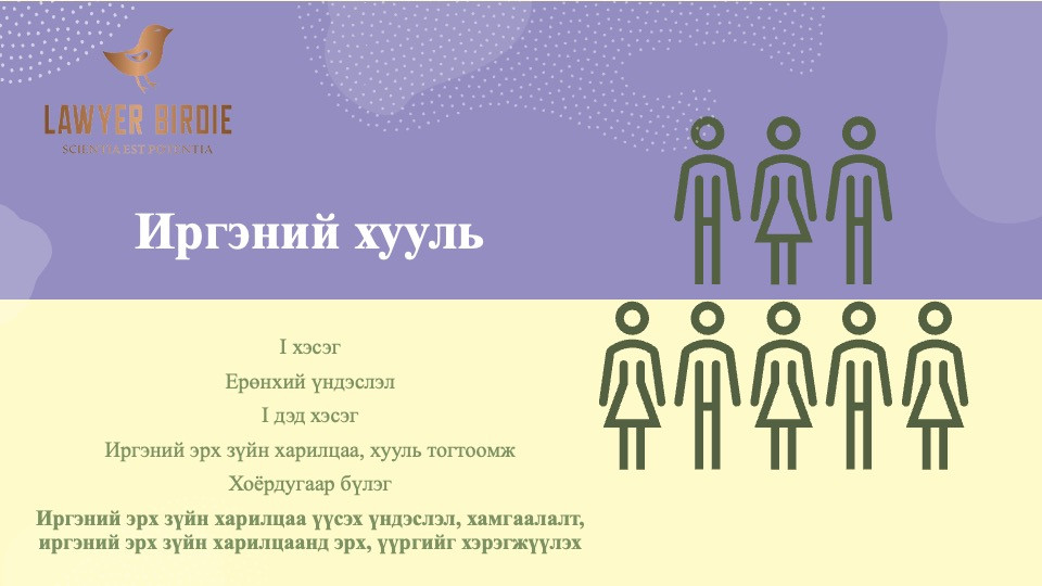 Хуульч Шувуухай Иргэний эрх зүйн харилцаа үүсэх үндэслэл хамгаалалт