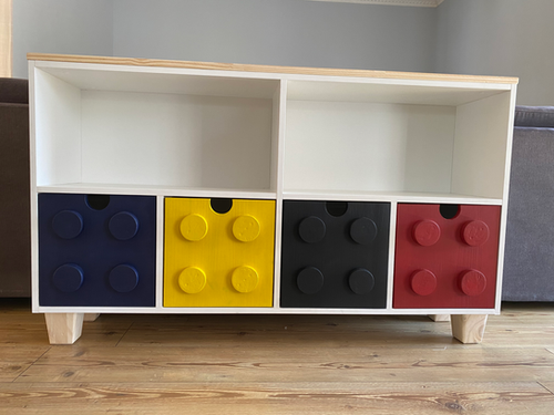 Cube Storage Unit with 4 Building Blocks Boxes | Wood Marvels