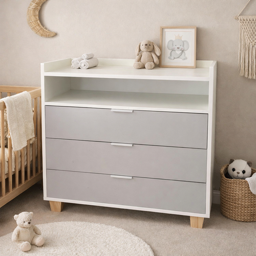 Baby Compactum with Three Drawers & Open Shelf | Wood Marvels