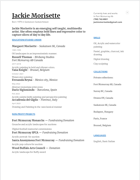 How to write an artist CV as a self taught artist or with little ...