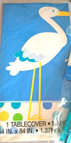 Baby Boy Stork Party Plastic Table Cover | partyshop