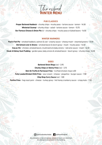 Menu | The Oxford