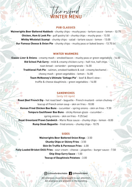 Menu | The Oxford