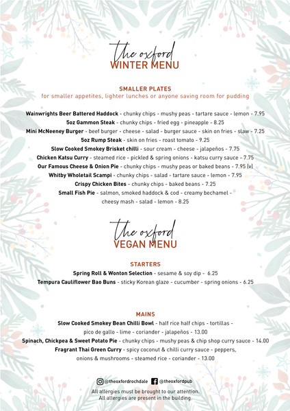 Menu | The Oxford