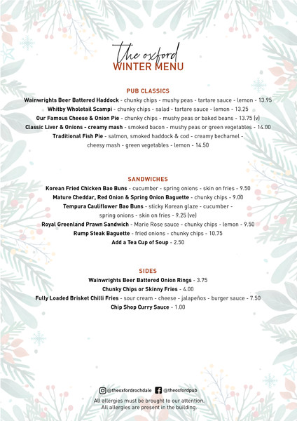 Menu | The Oxford