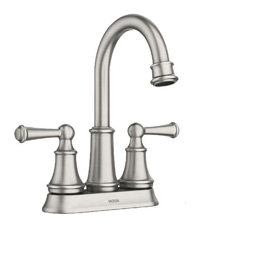 MOEN Brecklyn 4 in. Centerset 2-Handle Bathroom Faucet in Spot Resist ...