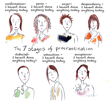 7 Stages of Procrastination (5 cards) | katefeiffer