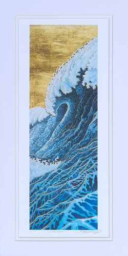 Tsunami print on Cotton stock with 10"x20" Double Mat | Troy Carney Art