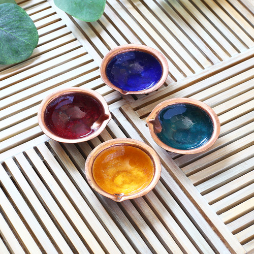 Meenakari Copper Diyas Set of 4 | Handcrafted by Ancestral Artisans ...