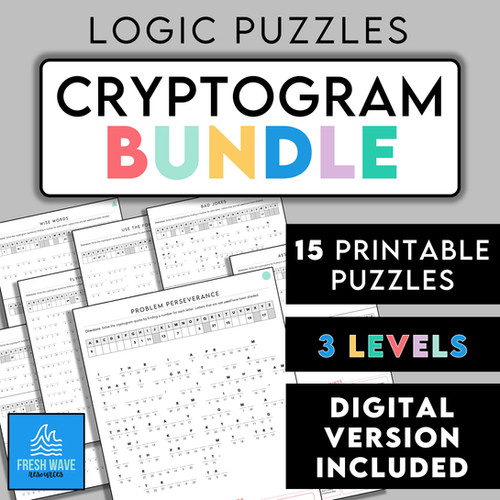 Cryptogram Logic Word Puzzles Bundle | Fresh Wave Resources