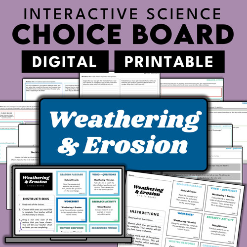 Weathering + Erosion | Choice Board | Earth's Water | Fresh Wave Resources