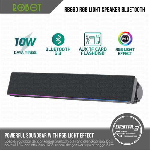 ROBOT RB680 Speaker Bluetooth 5.3 Soundbar Wireless Lampu RGB Light ...