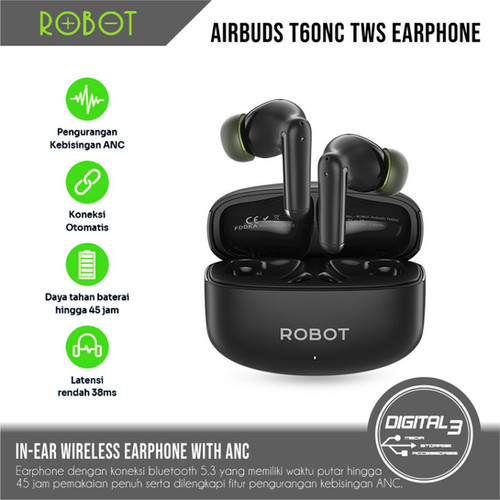 ROBOT Airbuds T60NC TWS Earphone Wireless Headset Bluetooth ANC Low ...