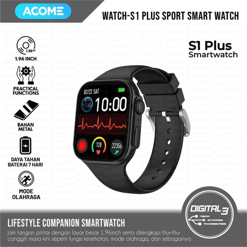 ACOME Watch S1 Plus Sport Smart Watch Bluetooth Jam Tangan Pintar 1.96 ...