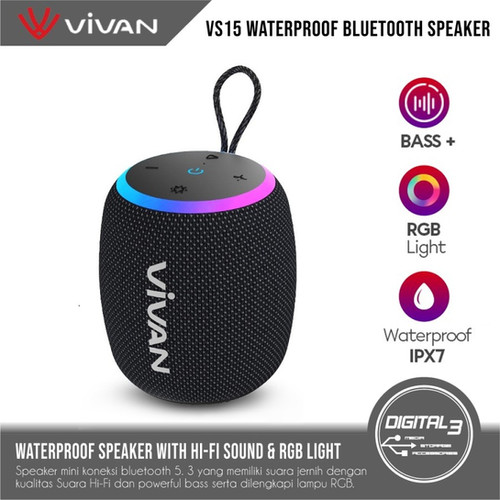 VIVAN VS15 Speaker Bluetooth RGB Light Waterproof IPX7 Stereo Call ...