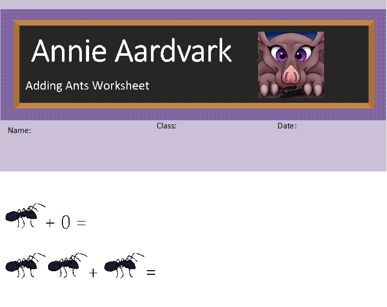 Annie Aardvark: Adding Ants Worksheet