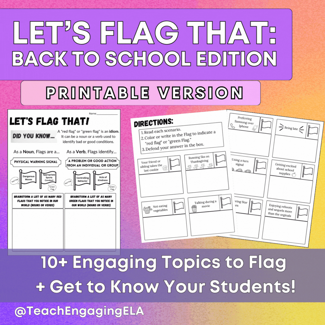 "Let's Flag That!" Printable Edition | TeachEngagingELA
