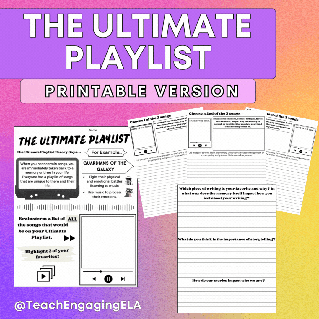 The Ultimate Playlist: Printable Edition | TeachEngagingELA