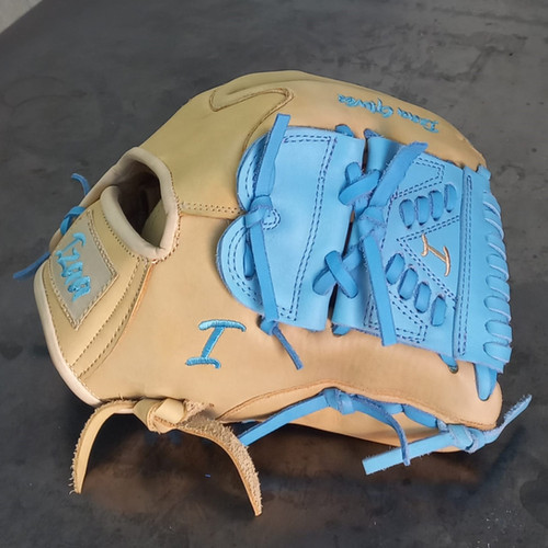 12.25", RHT, 2-Piece-Web, Smooth Leather Cream-LtBlue Baseball/Softball ...