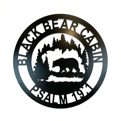 Bear Cabin Sign - Custom Bear Scene Wall Decor | PK Decor
