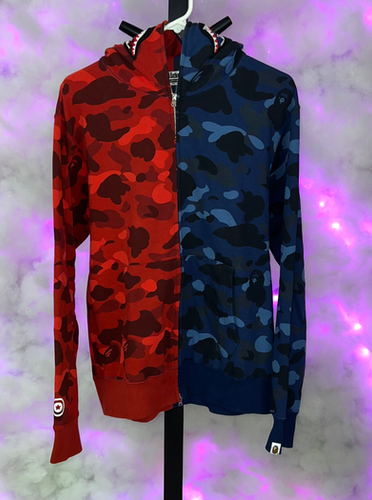 Bape Full Zip Hoodie Split Red & Blue Camo | Holy Kickz