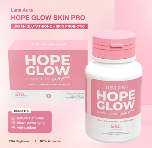 LUNA AURA HOPE GLOW Skin Pro Japan Glutathione + Skin Probiotic 510mg ...