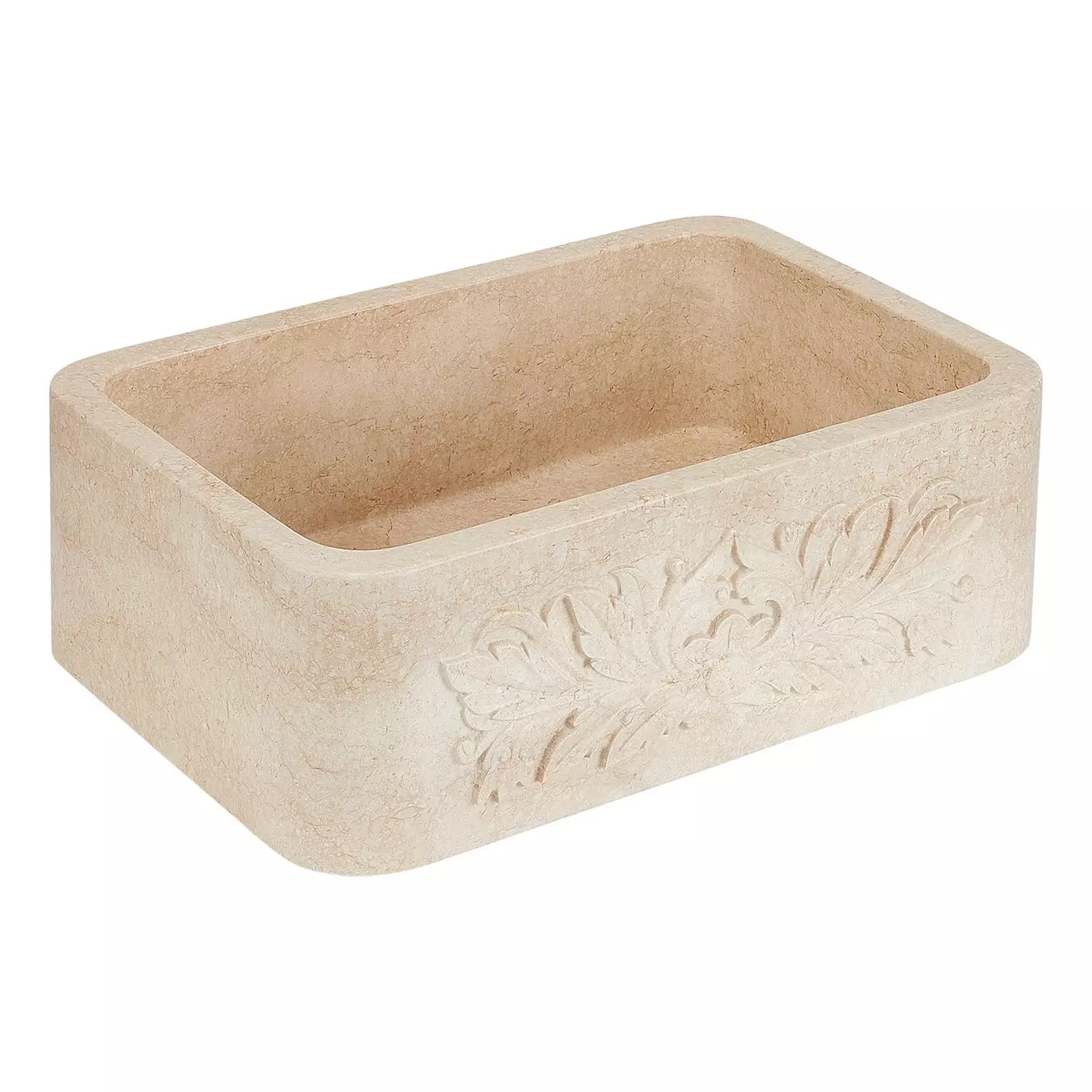 Hand Carved Stone Farmhouse Kitchen Sink, Italian Travertine Marble ...