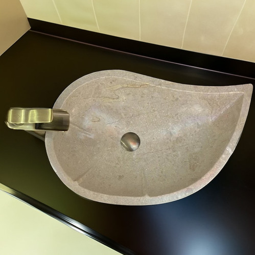 Leaf Shape Washbasin, Beige Marble Washbasin, Travertine Sink Bathroom ...