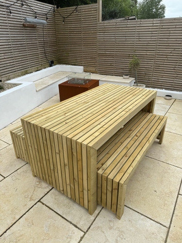 Slated 6 Seater Table and Benches | Turps Wood Design