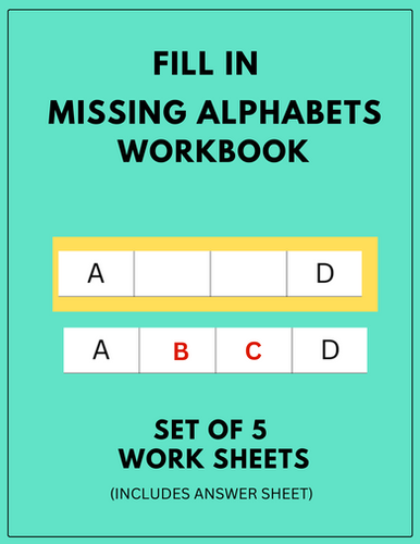 Fill-in Missing Alphabets - Set of 5 Worksheets | KidsLearnRead